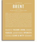Brent Personalized Name Meaning Art Prints – Name Stories