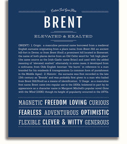 Brent Personalized Name Meaning Art Prints – Name Stories
