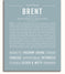 Brent Personalized Name Meaning Art Prints – Name Stories