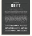 Brett Personalized Name Meaning Art Prints – Name Stories
