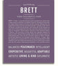Brett Personalized Name Meaning Art Prints – Name Stories