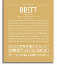 Brett Personalized Name Meaning Art Prints – Name Stories