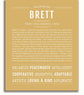 Brett Personalized Name Meaning Art Prints – Name Stories