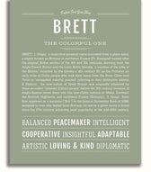 Brett Personalized Name Meaning Art Prints – Name Stories