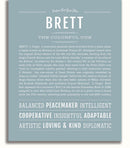 Brett Personalized Name Meaning Art Prints – Name Stories