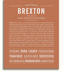 Brexton Personalized Name Meaning Art Prints – Name Stories