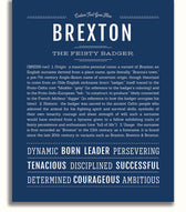 Brexton Personalized Name Meaning Art Prints – Name Stories
