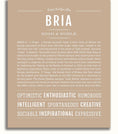 Bria Personalized Name Meaning Art Prints – Name Stories