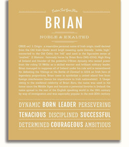 Brian Personalized Name Meaning Art Prints – Name Stories