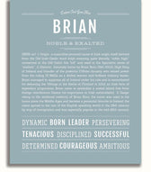 Brian Personalized Name Meaning Art Prints – Name Stories