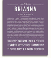 Brianna Personalized Name Meaning Art Prints – Name Stories