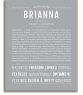 Brianna Personalized Name Meaning Art Prints – Name Stories