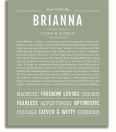Brianna Personalized Name Meaning Art Prints – Name Stories