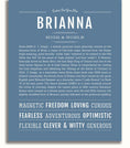 Brianna Personalized Name Meaning Art Prints – Name Stories