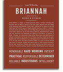 Briannah Personalized Name Meaning Art Prints – Name Stories