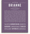 Brianne Personalized Name Meaning Art Prints – Name Stories