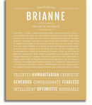 Brianne Personalized Name Meaning Art Prints – Name Stories