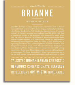 Brianne Personalized Name Meaning Art Prints – Name Stories