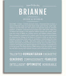 Brianne Personalized Name Meaning Art Prints – Name Stories