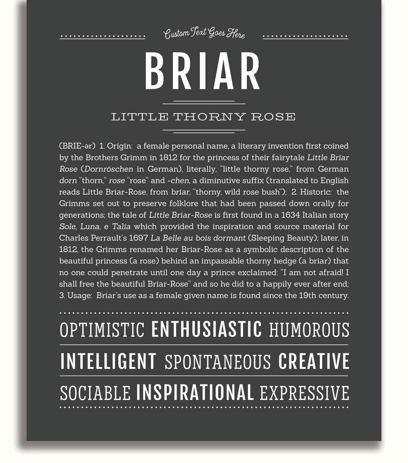 Briar Personalized Name Meaning Art Prints – Name Stories