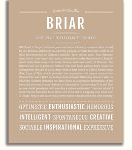 Briar Personalized Name Meaning Art Prints – Name Stories