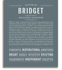 Bridget Personalized Name Meaning Art Prints – Name Stories