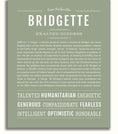 Bridgette | Name Art Print – Name Stories