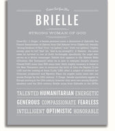 Brielle Personalized Name Meaning Art Prints – Name Stories