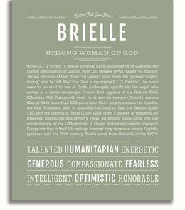 Brielle Personalized Name Meaning Art Prints – Name Stories