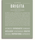 Brigita Personalized Name Meaning Art Prints – Name Stories