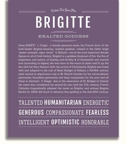 Brigitte Personalized Name Meaning Art Prints – Name Stories