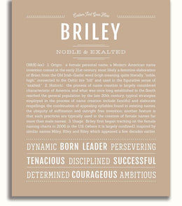 Briley Personalized Name Meaning Art Prints – Name Stories