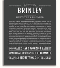 Brinley Personalized Name Meaning Art Prints – Name Stories