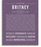 Britney Personalized Name Meaning Art Prints – Name Stories