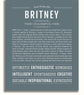 Britney Personalized Name Meaning Art Prints – Name Stories