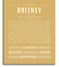 Britney Personalized Name Meaning Art Prints – Name Stories
