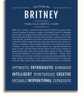 Britney Personalized Name Meaning Art Prints – Name Stories