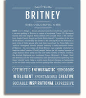 Britney Personalized Name Meaning Art Prints – Name Stories