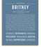 Britney Personalized Name Meaning Art Prints – Name Stories