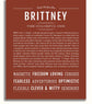 Brittney Personalized Name Meaning Art Prints – Name Stories