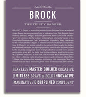 Brock Personalized Name Meaning Art Prints – Name Stories