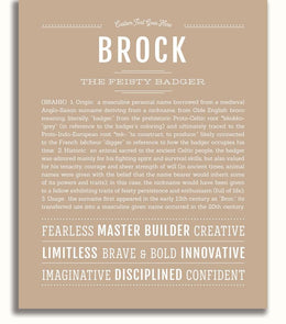 Brock | Name Art Print - Personalized Custom Gifts – Name Stories