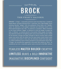Brock | Name Art Print - Personalized Custom Gifts – Name Stories