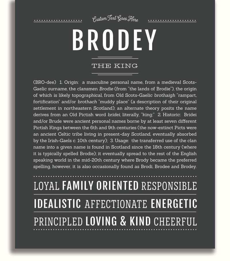 Brodey Personalized Name Meaning Art Prints – Name Stories