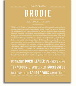 Brodie Personalized Name Meaning Art Prints – Name Stories