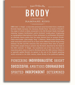 Brody Personalized Name Meaning Art Prints – Name Stories