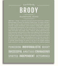 Brody Personalized Name Meaning Art Prints – Name Stories