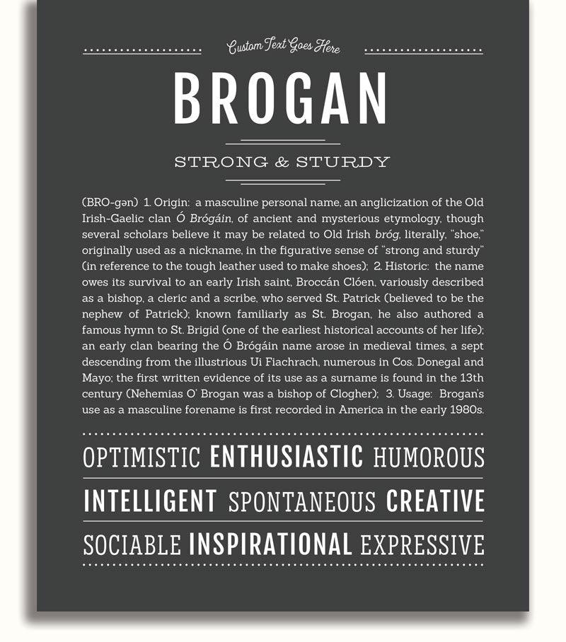Brogan Personalized Name Meaning Art Prints – Name Stories