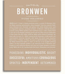 Bronwen Personalized Name Meaning Art Prints – Name Stories