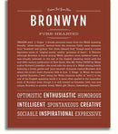 Bronwyn Personalized Name Meaning Art Prints – Name Stories